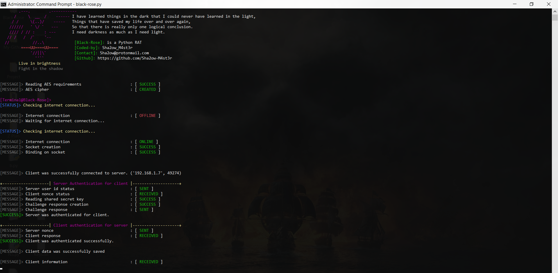 GitHub - Sha2ow-M4st3r/Black-Rose: Cross Platform Python Remote Access ...